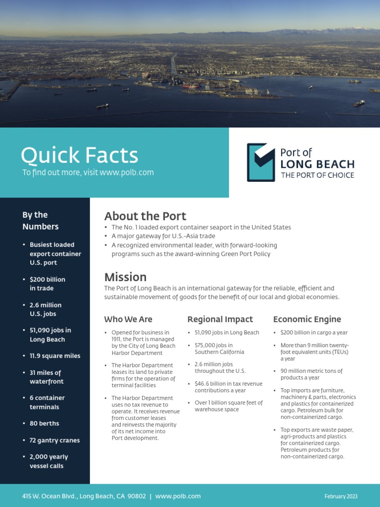 Quick Facts Port of Long Beach | PDF | Port | Containerization