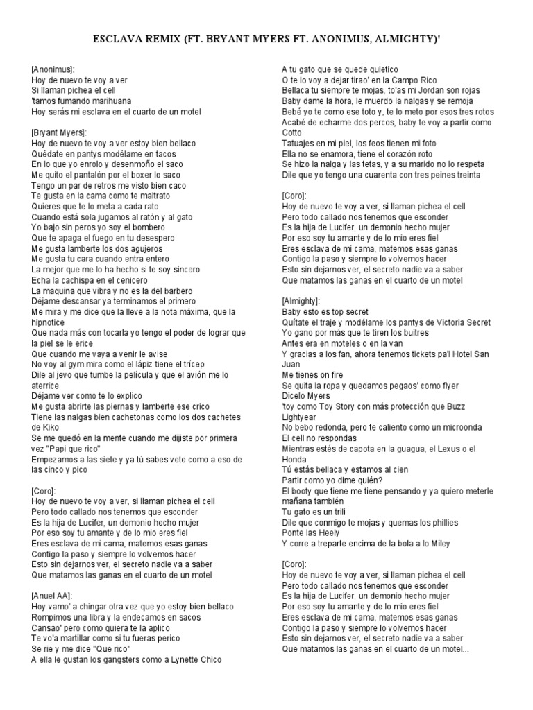 Esclava Remix | PDF | Amor