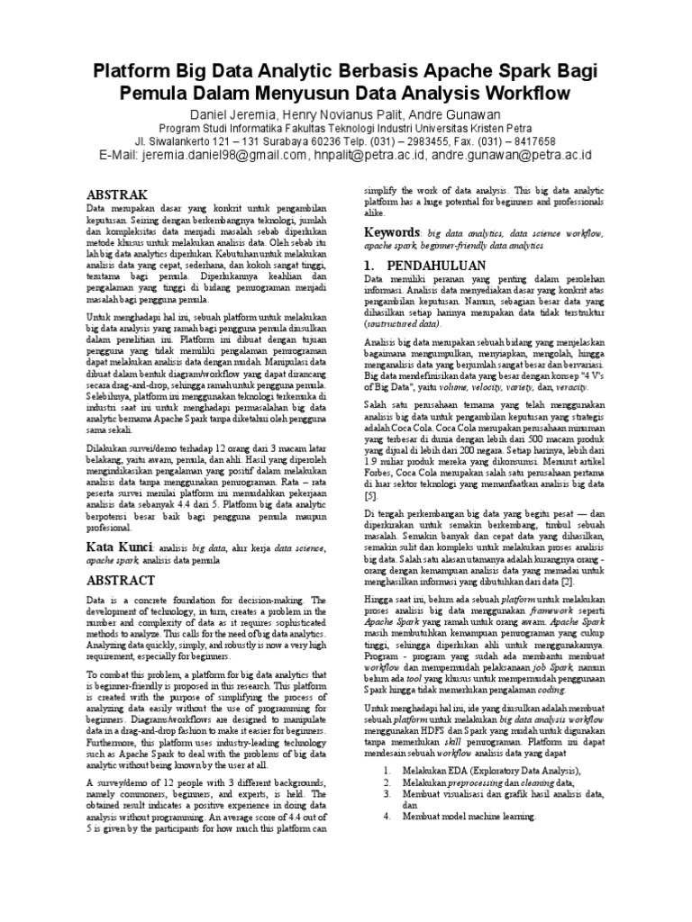 Platform Big Data Analytic Berbasis Apache Spark Bagi Pemula Dalam Menyusun Data Analysis ...