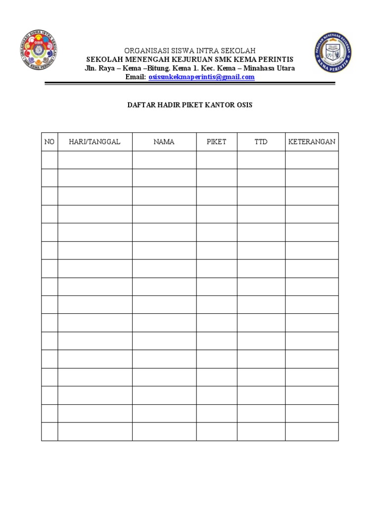 Daftar Hadir Piket | PDF