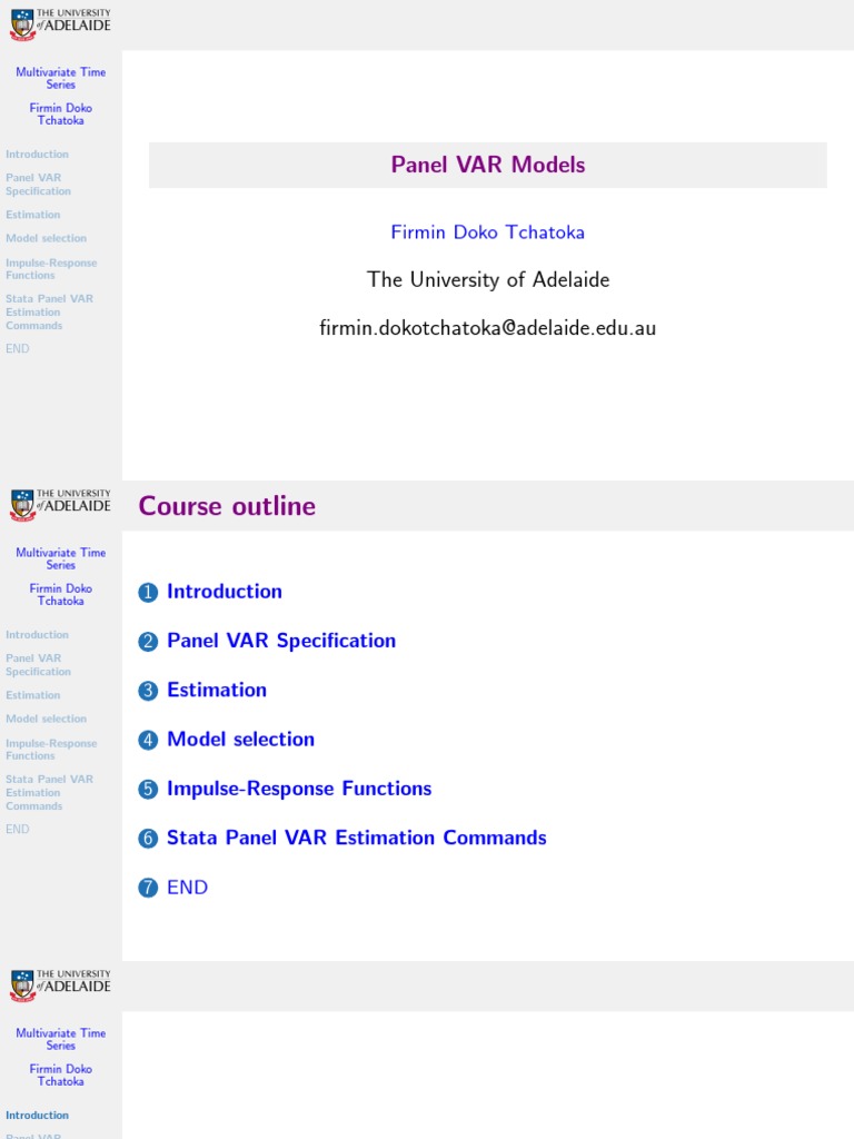 Lecture Panel Var | PDF | Vector Autoregression | Akaike Information Criterion