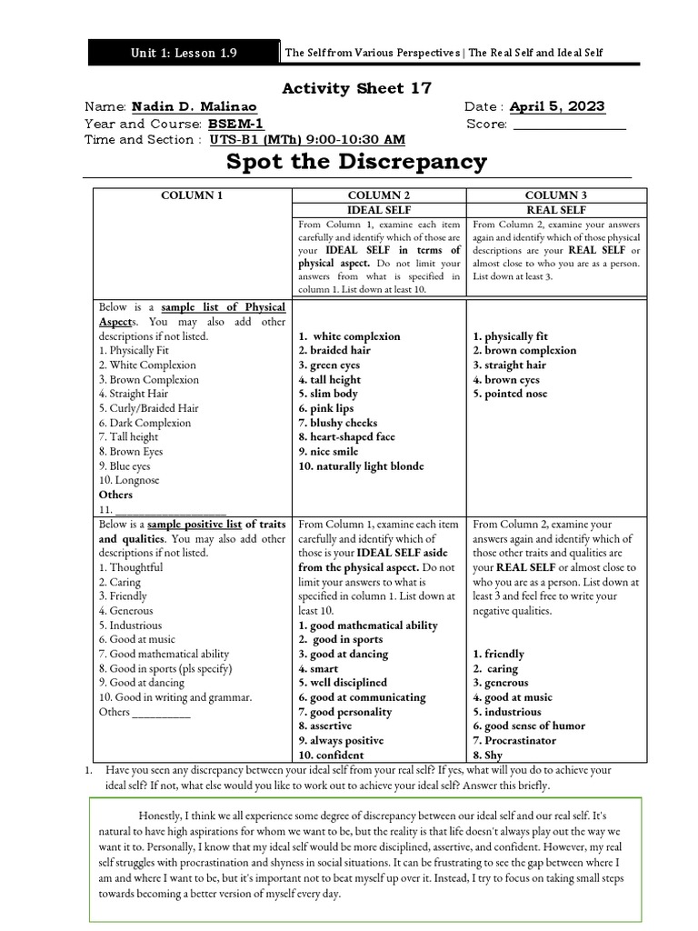 Activity Sheet 17 | PDF | Shyness | Cognition Activity Sheet 17 | PDF | Shyness | Cognition
