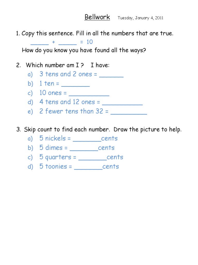 Bellwork Math | PDF