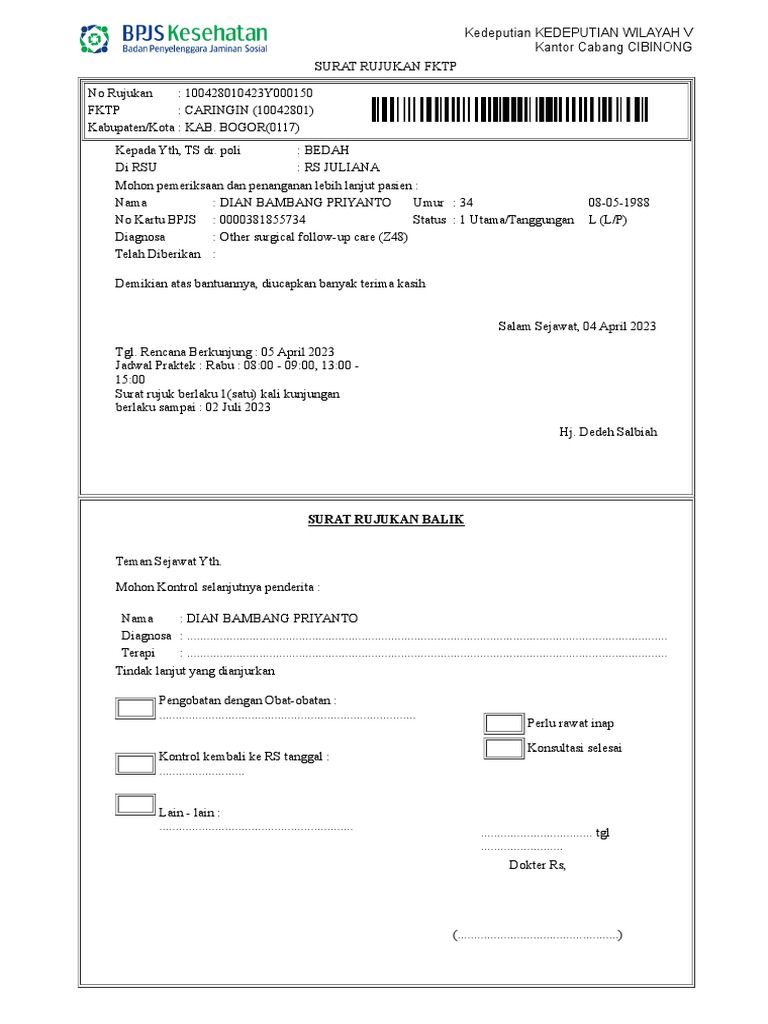 Surat Rujukan Balik | PDF