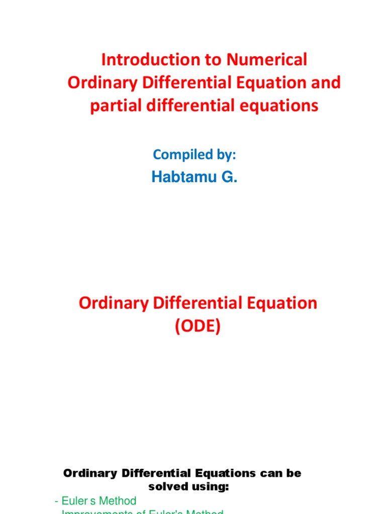 6.7. Ordinary Differential Equation (Ode) and PDE | PDF | Partial ...