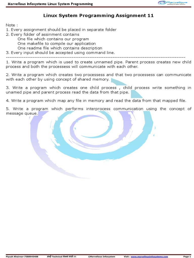 Marvellous Infosystems - Linux System Programming Assignment 11 | PDF