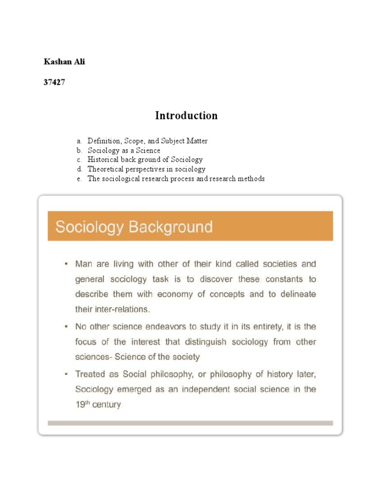 Intro To Sociology | PDF | Sociology | Science