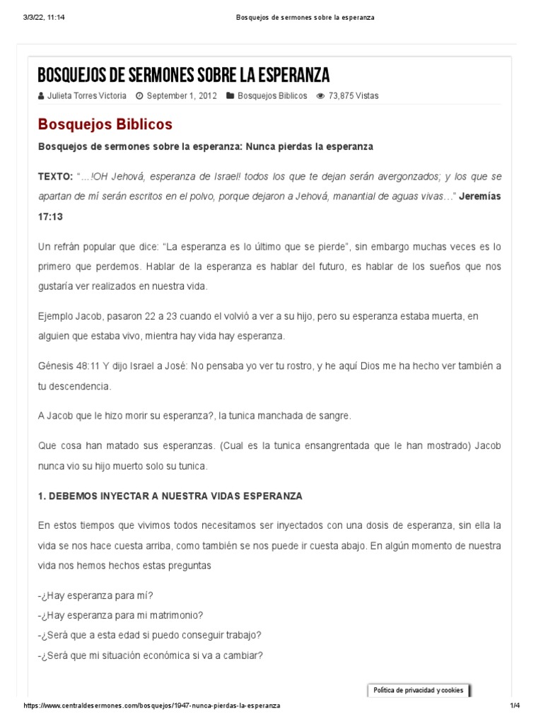 Bosquejos de Sermones Sobre La Esperanza | PDF | Jacob