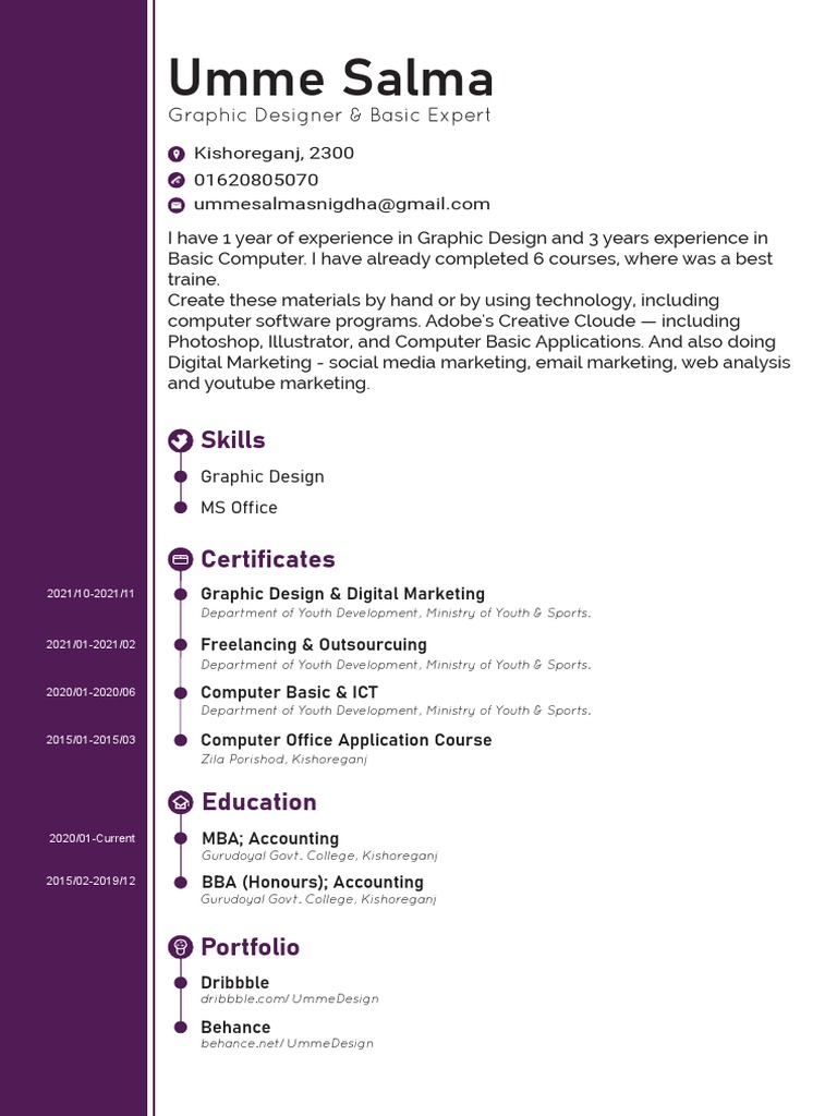 umme salma cv | PDF