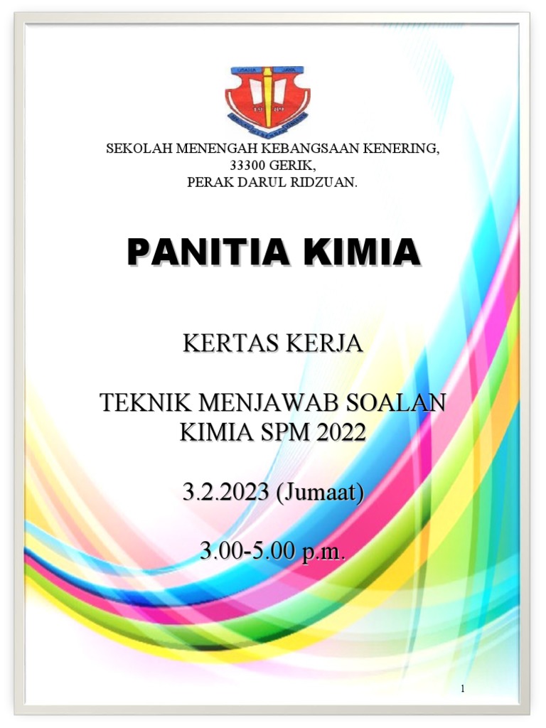 Kertas Kerja Teknik Menjawab Kimia SPM 2022 | PDF