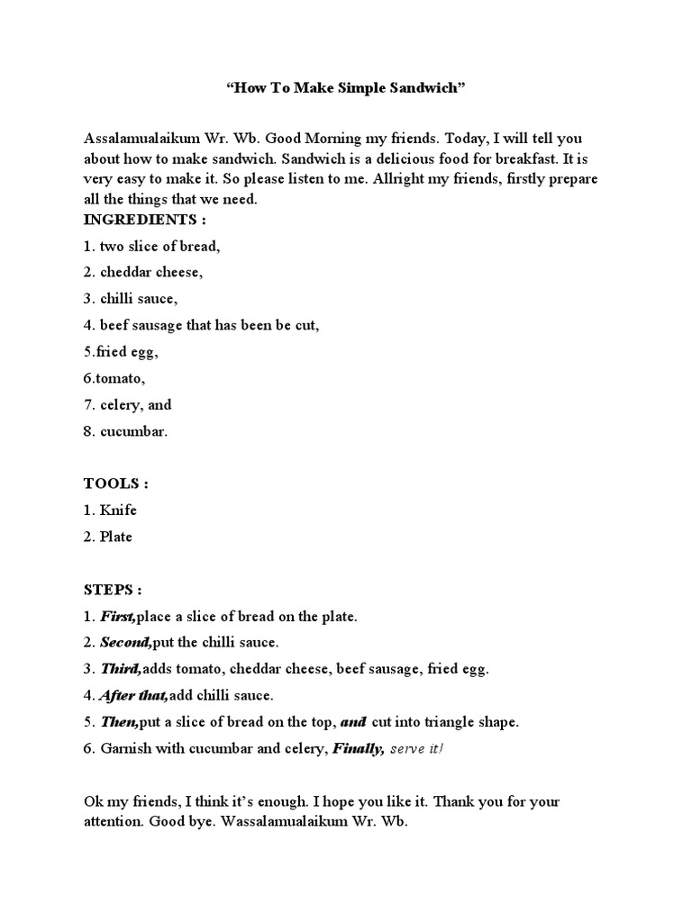 How To Make Simple Sandwich | PDF