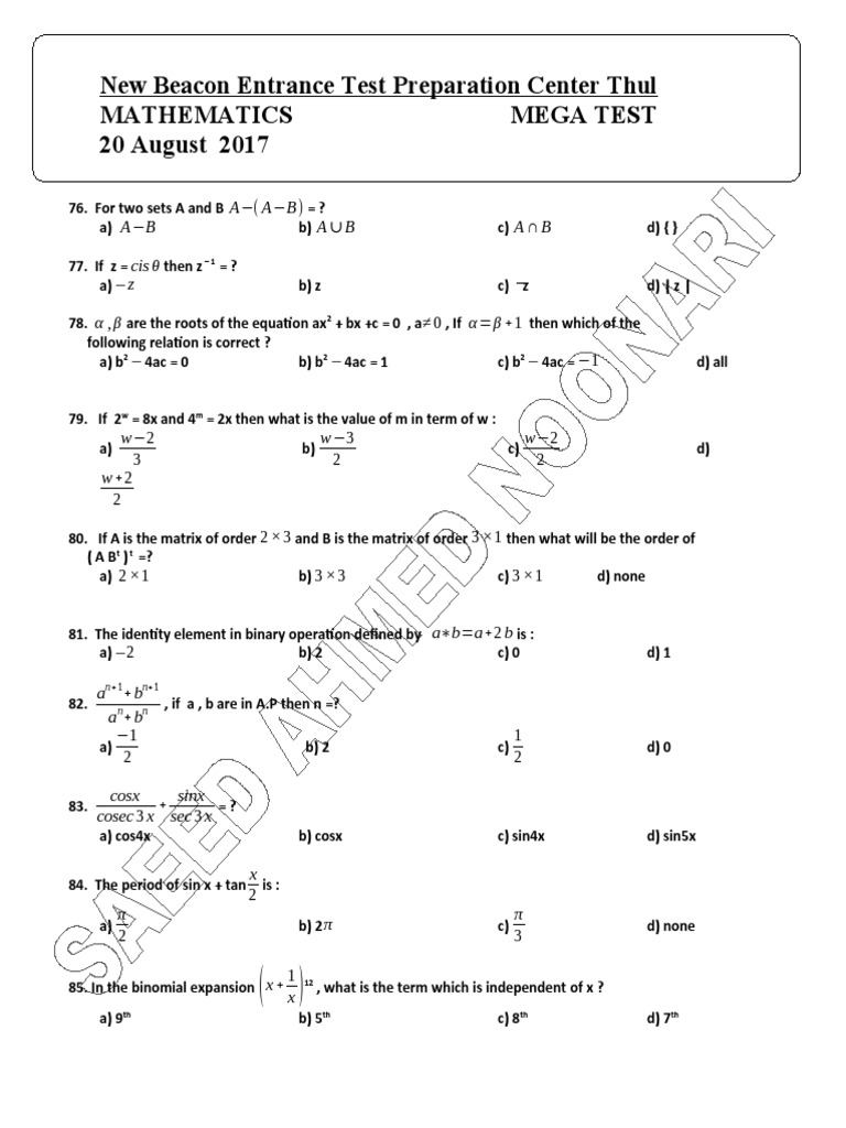 Mega Test | PDF | Mathematical Objects | Elementary Mathematics