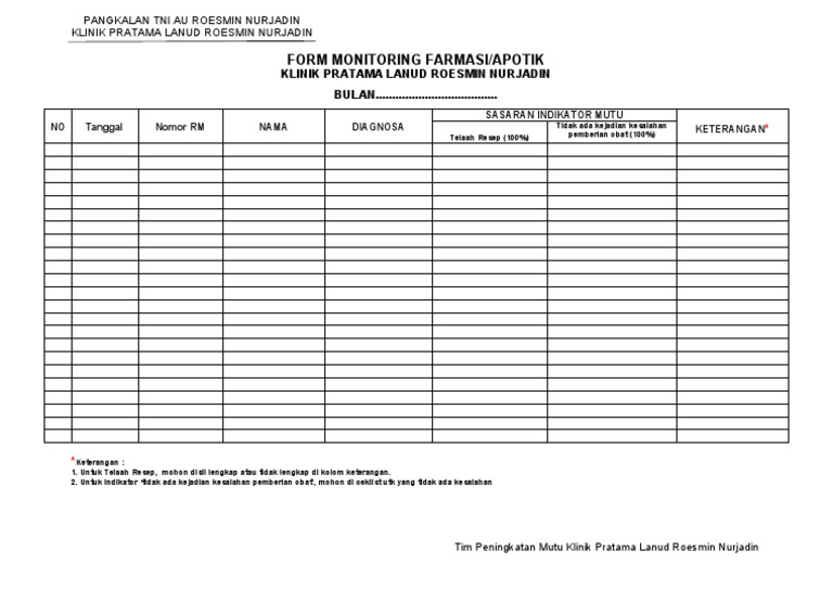 Form Monitoring Farmasi Bulanan | PDF