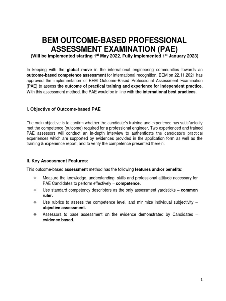BEM Outcome-Based PAE Overview | PDF | Competence (Human Resources ...