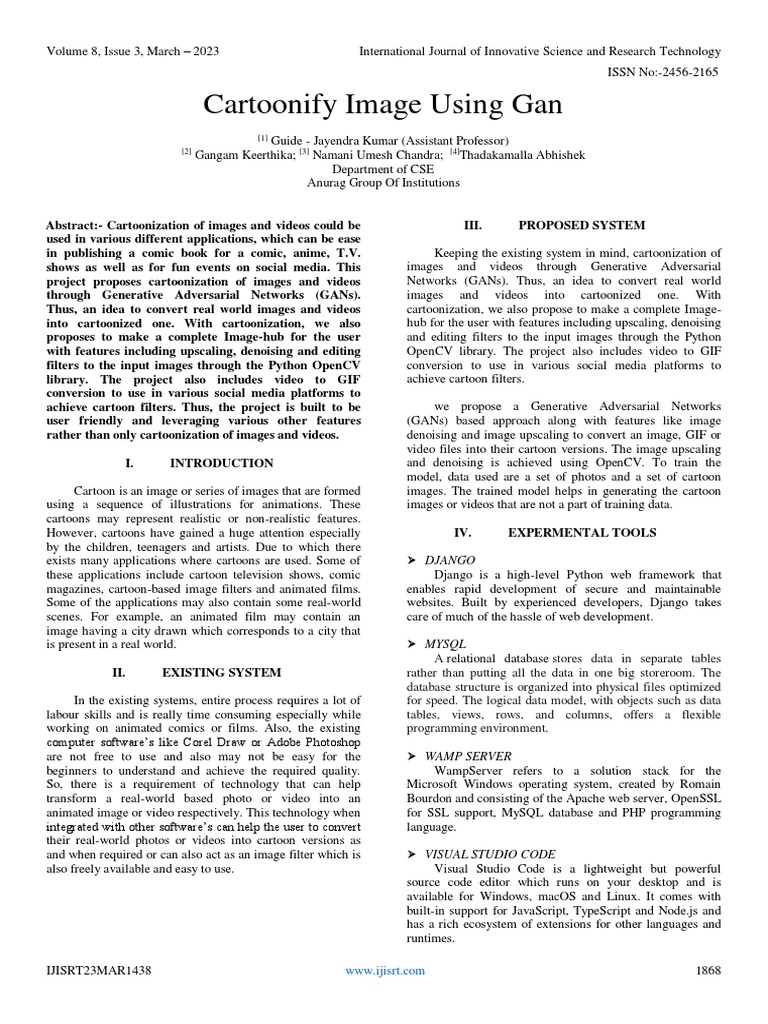 Cartoonify Image Using Gan | PDF | Computer Engineering | Computer Science