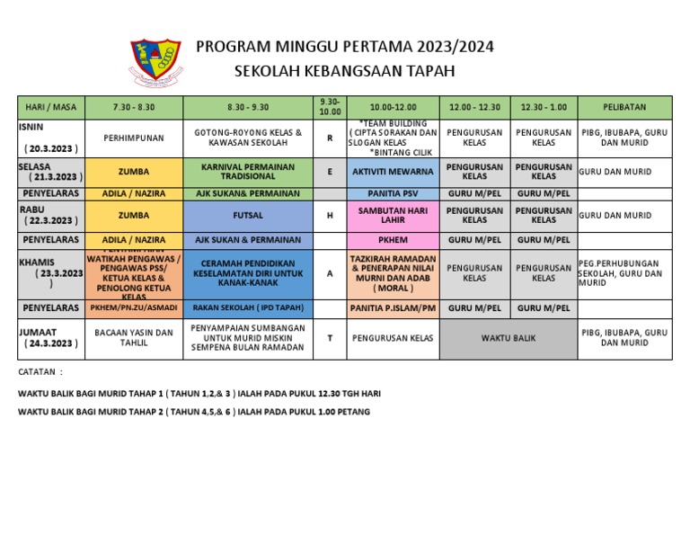 Program Minggu Pertama 2023 | PDF