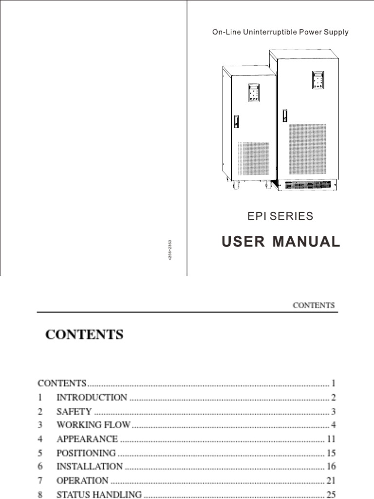 EPI Series UPS User Manual | PDF | Power Inverter | Rectifier