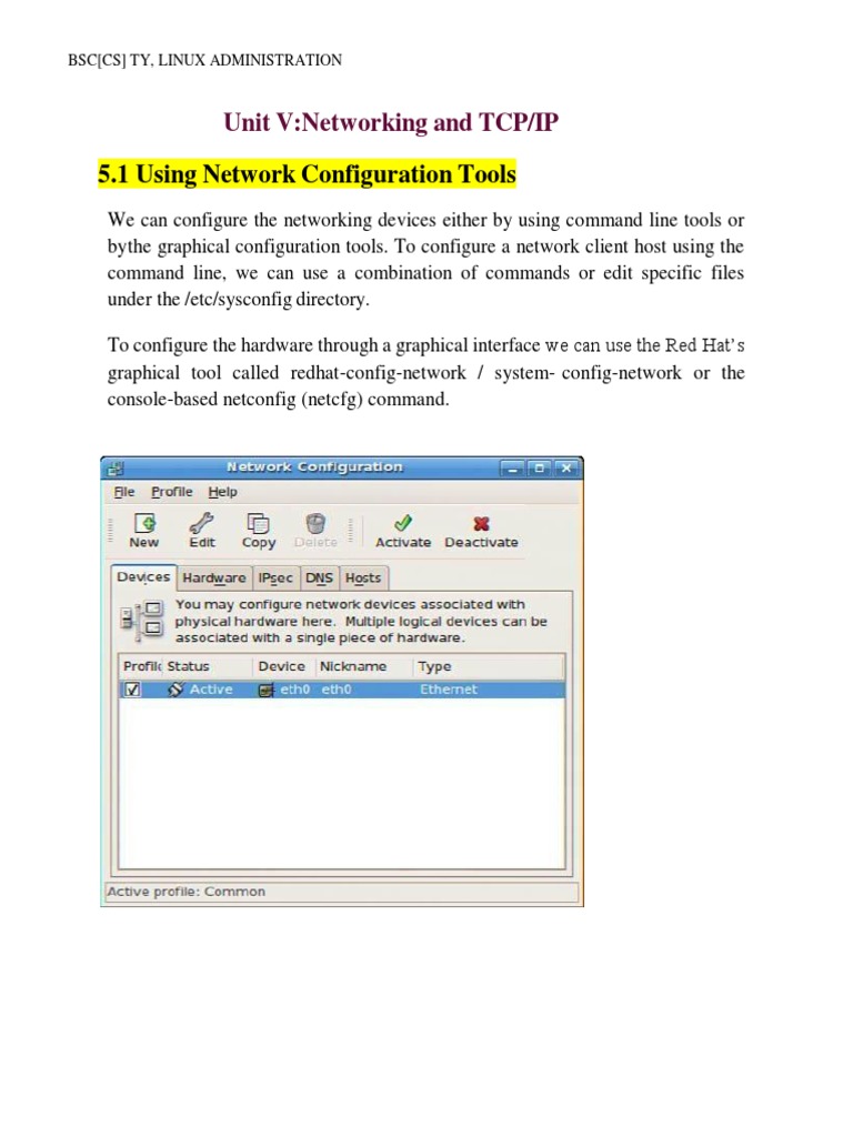 5.1 Using Network Configuration Tools: Unit V:Networking and TCP/IP | PDF | Secure Shell ...