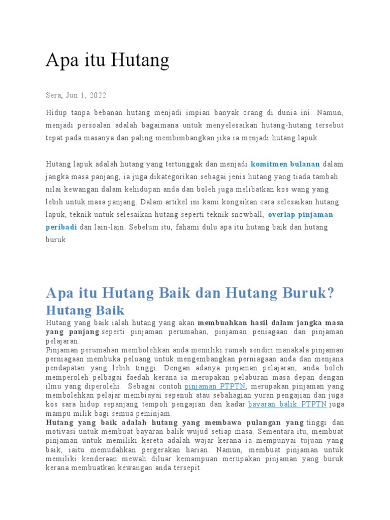 Apa Itu Hutang | PDF