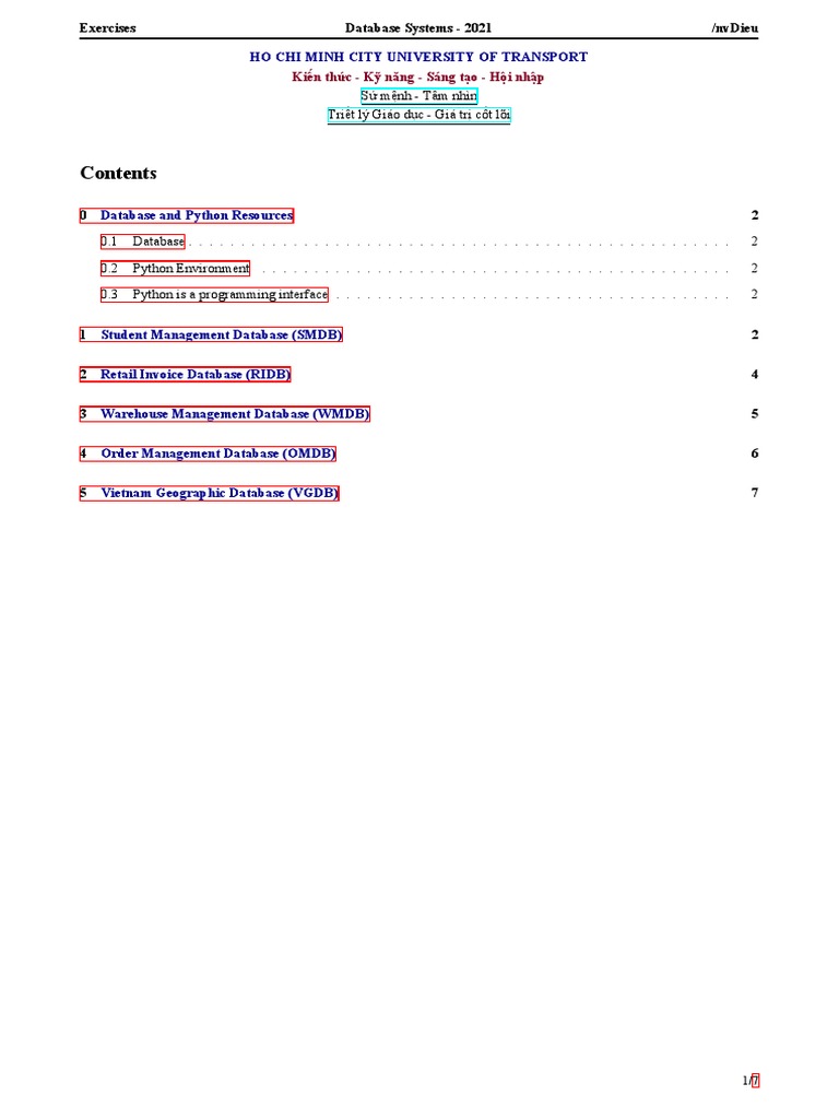 Ho Chi Minh City University of Transport: Exercises Database Systems - 2021 /nvdieu | PDF ...