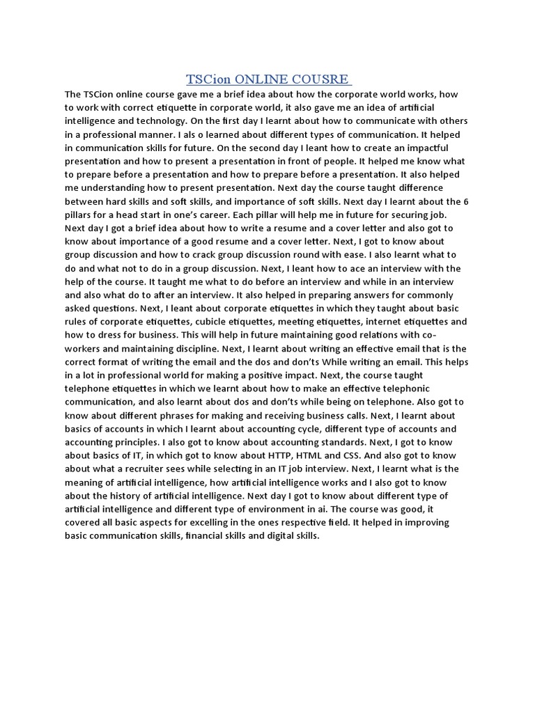 Report - TCS iON Career Edge - Young Professional | PDF | Etiquette | Educational Technology