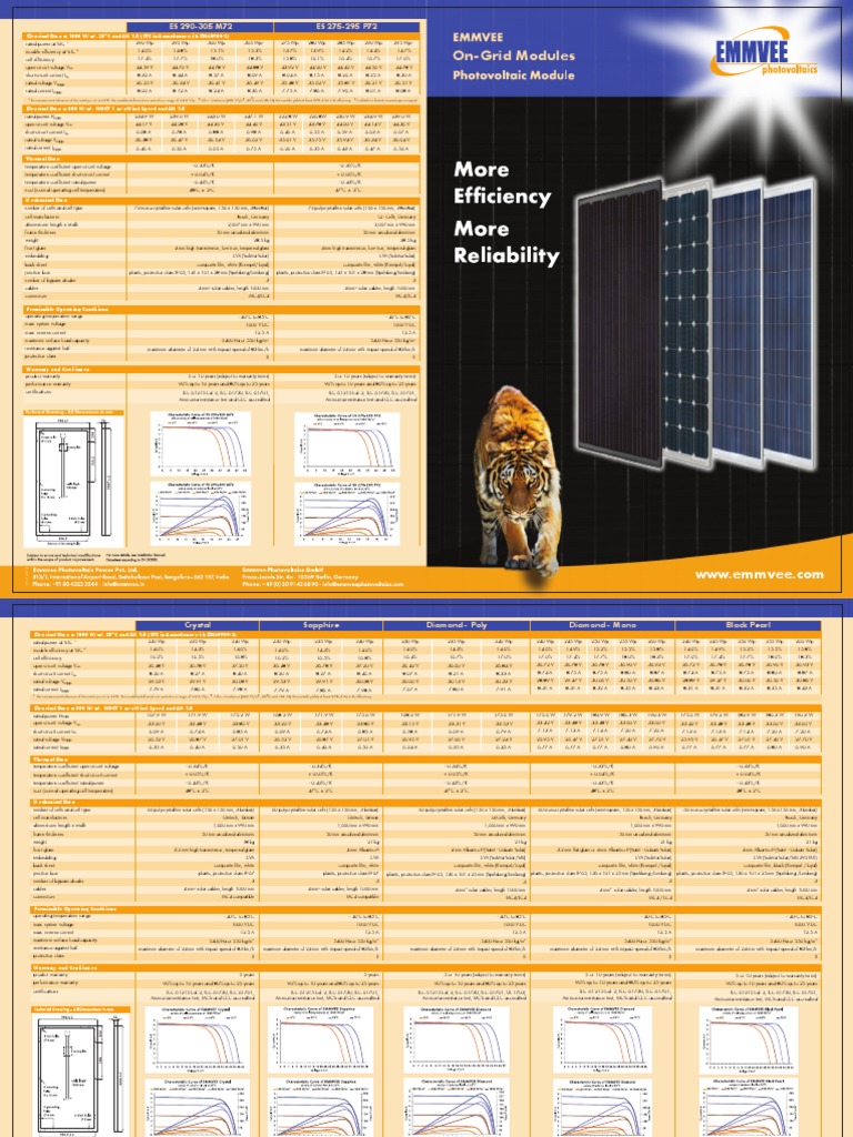 EMMVEE - On-Grid PV Modules - Datasheet | PDF | Electrical Engineering | Materials