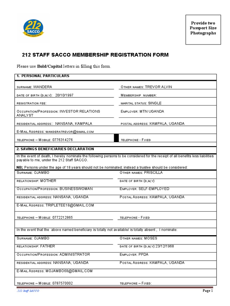 Membership Registration Form | PDF | Government