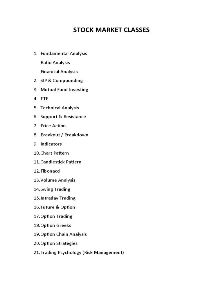 Stock Market Classes | PDF | Equity (Finance) | Stocks