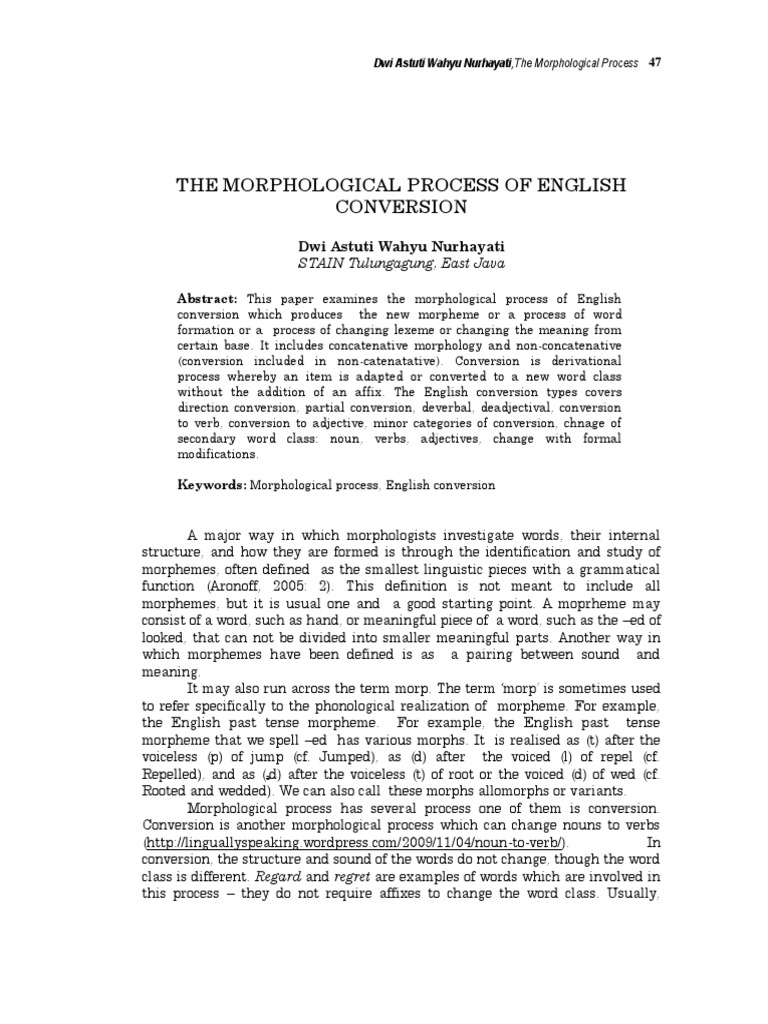 The Morphological Process of English Conversion: Dwi Astuti Wahyu Nurhayati | PDF | Morphology ...