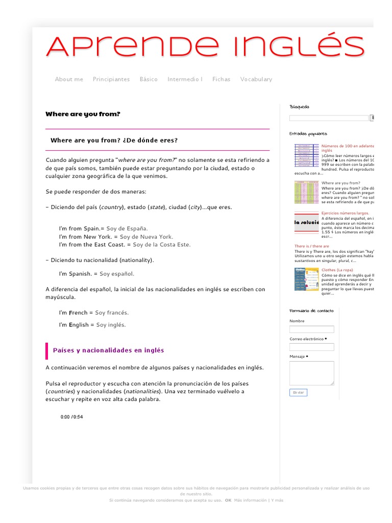 Aprende Inglés - Where Are You From | PDF | Lingüística