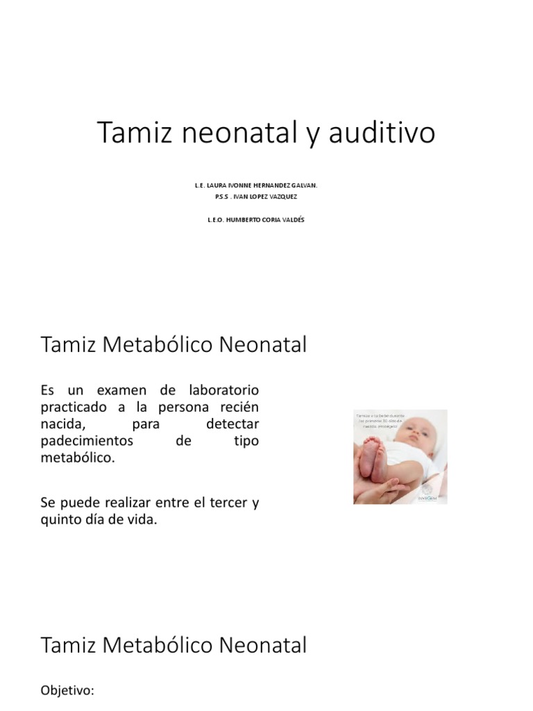 Tamiz Metabólico Neonatal | PDF | Medicina CLINICA | Especialidades Medicas