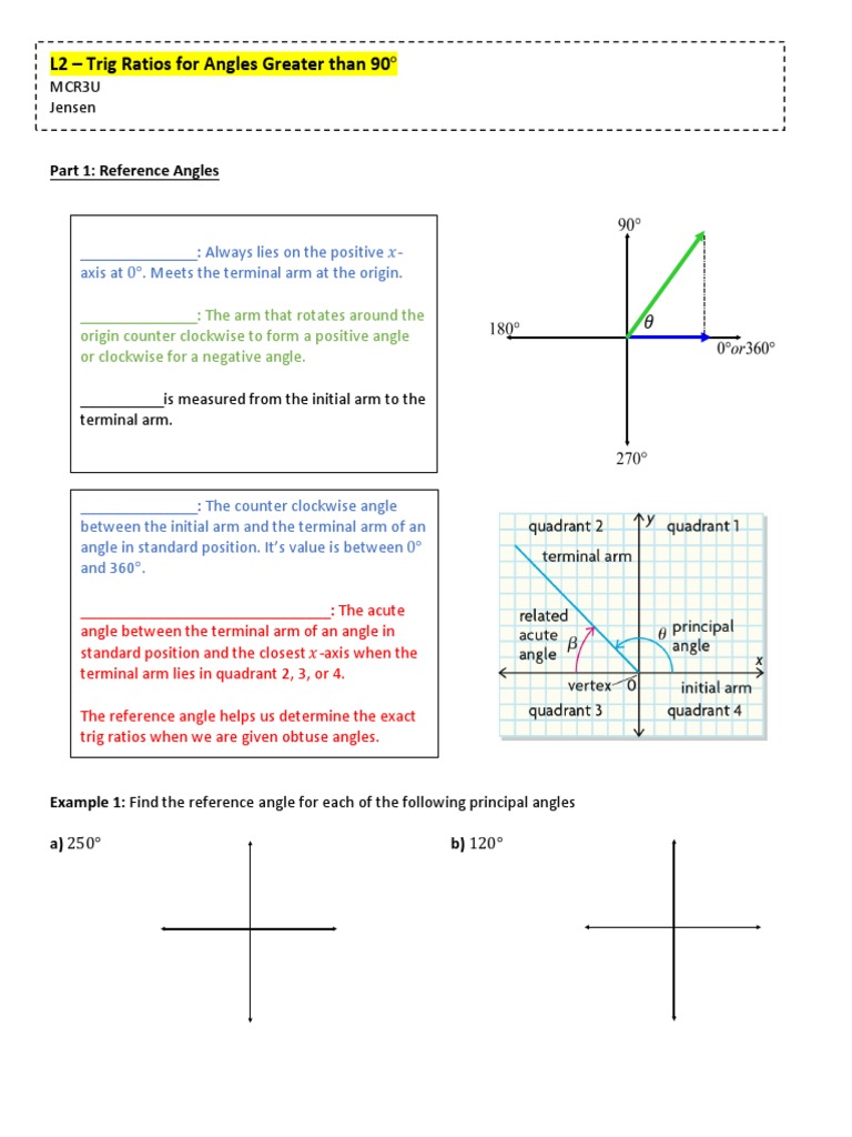 L2s - Ratios For Angles Greater Than 90 | PDF | Trigonometric Functions ...