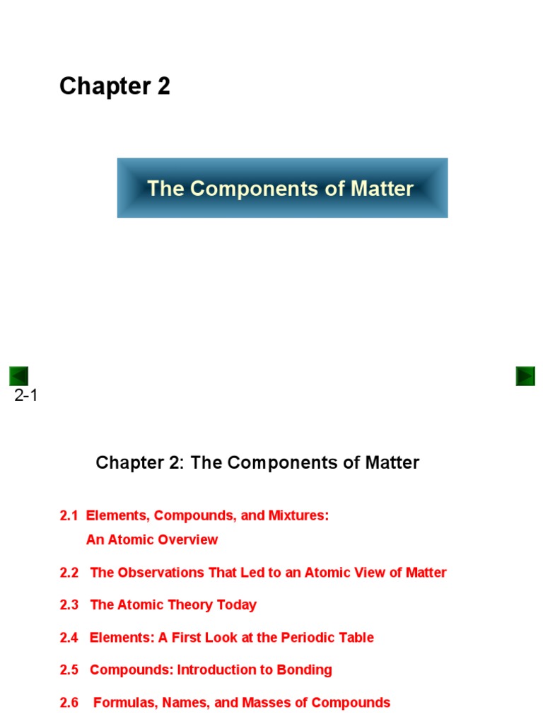The Components of Matter | PDF | Chemical Compounds | Mixture
