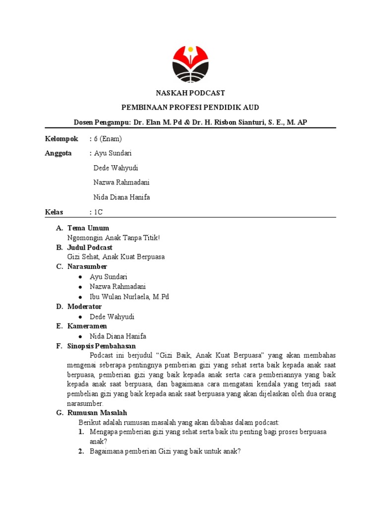 NASKAH PODCAST - Kelompok 6 | PDF
