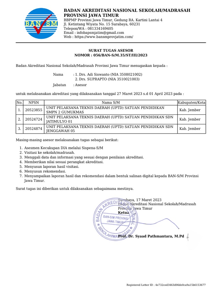 Surat Tugas Asesor | PDF