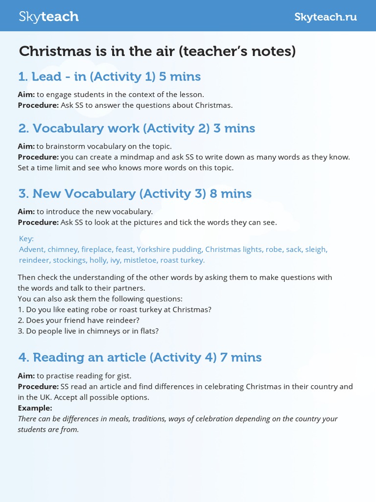 Christmas lesson plan | PDF | Christmas | Vocabulary