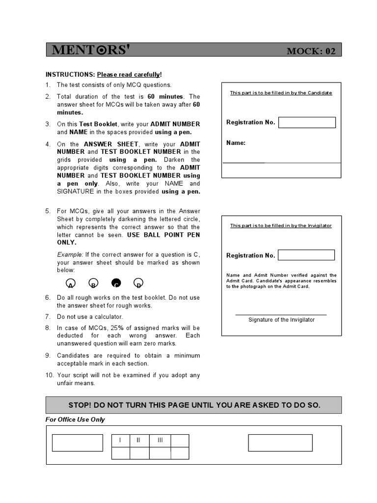 BUP Mock 02 2022 Updated | PDF | Multiple Choice