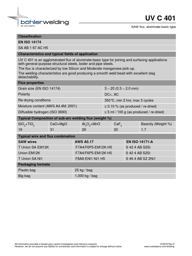 AI 16 UV C Flux 401 | PDF | Construction | Welding