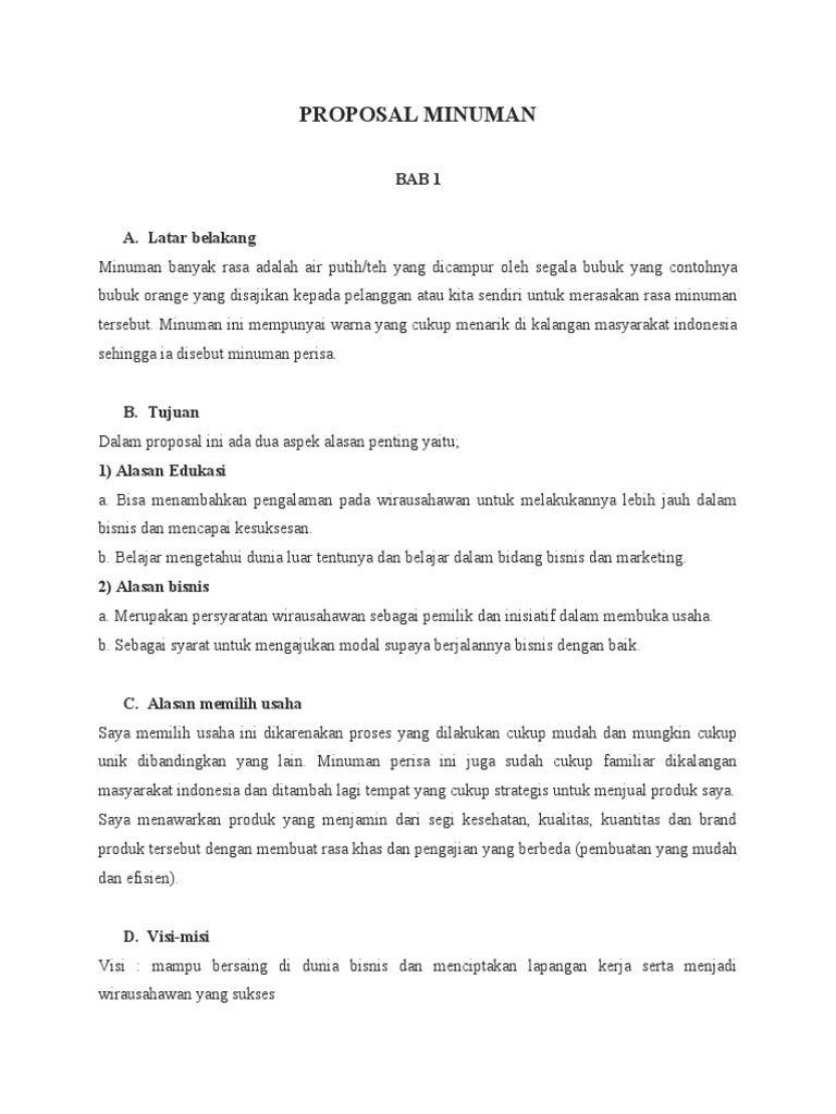 Proposal Minuman | PDF