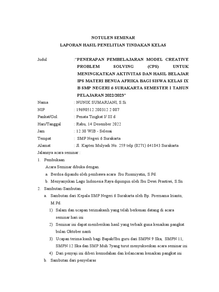 Notulen Seminar | PDF