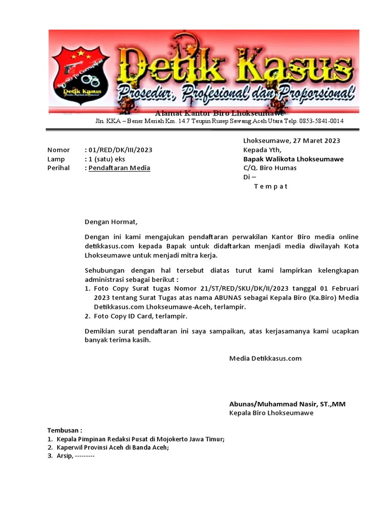 Cop Surat Detikkasus - Com Lhokseumawe | PDF