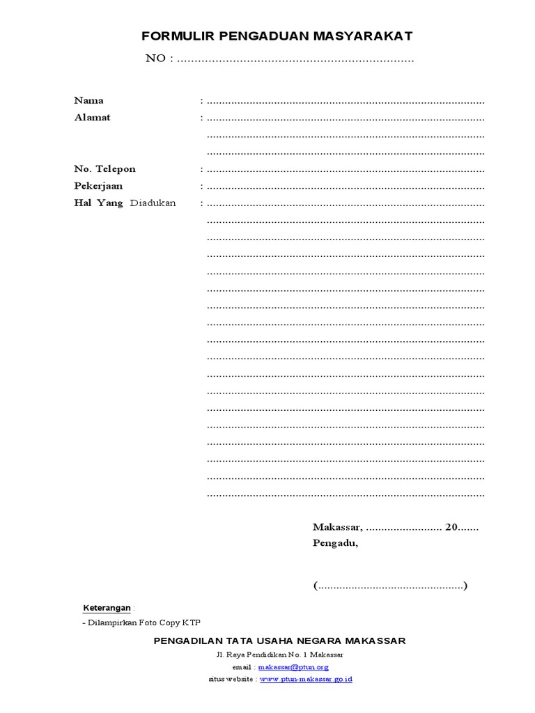 Formulir-Pengaduan-Masyarakat | PDF