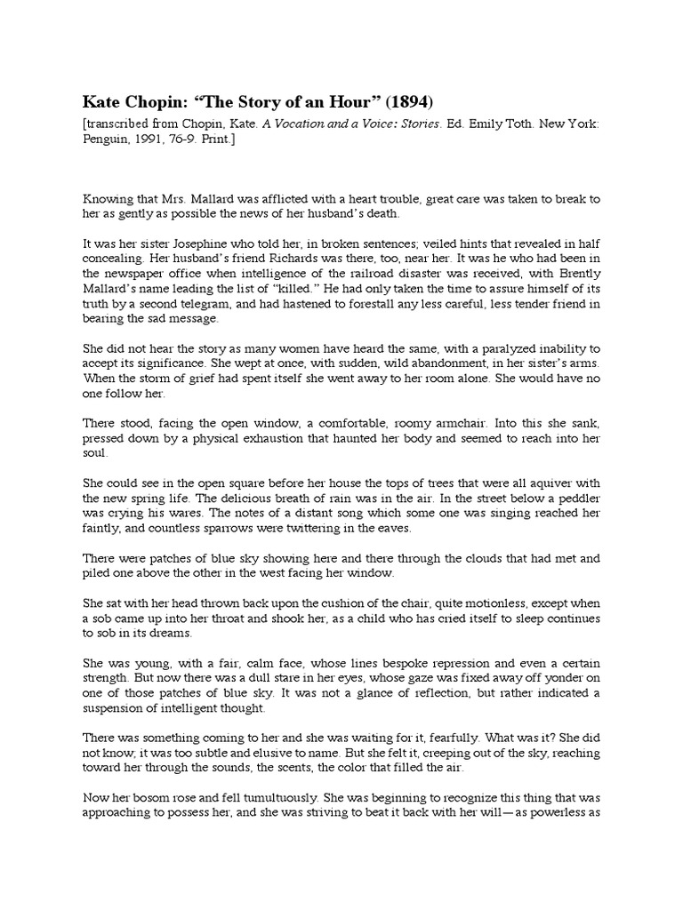 Kate Chopins The Story of An Hour | PDF