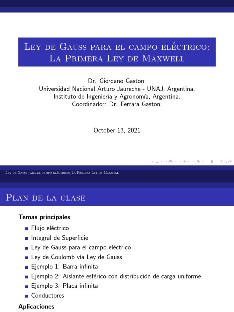 Ley de Gauss para El Campo El Ectrico: La Primera Ley de Maxwell | PDF ...