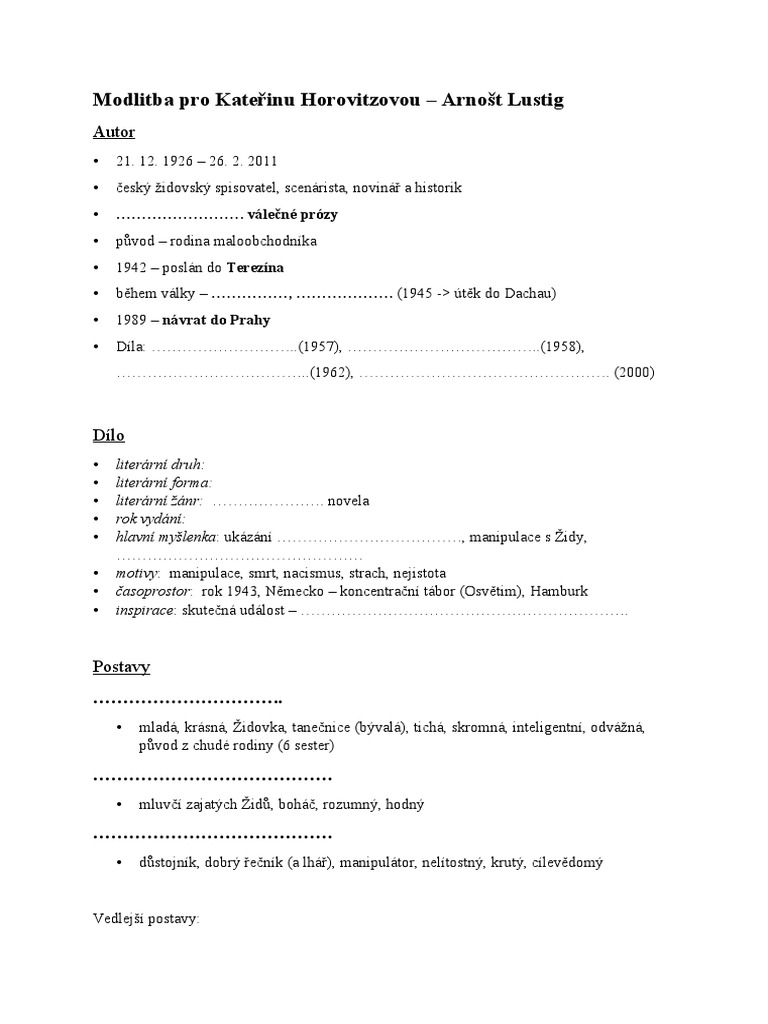 PL Modlitba Pro Kateřinu Horovitzovou | PDF