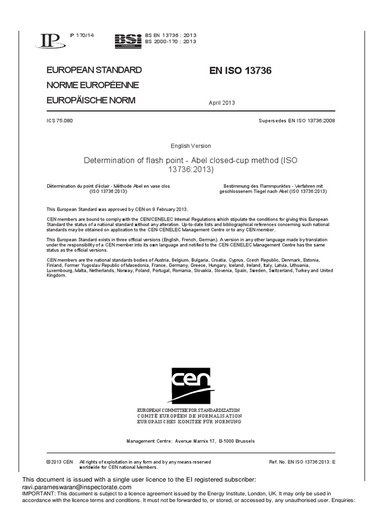 EN ISO 13736: European Standard Norme Européenne Europäische Norm | PDF ...