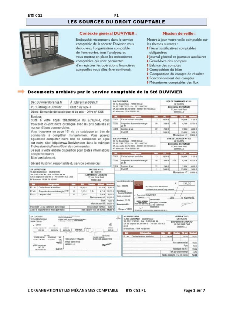 Les Sources Du Droit Comptable: Bts Cg1 P1 | PDF | Facture | Comptabilité