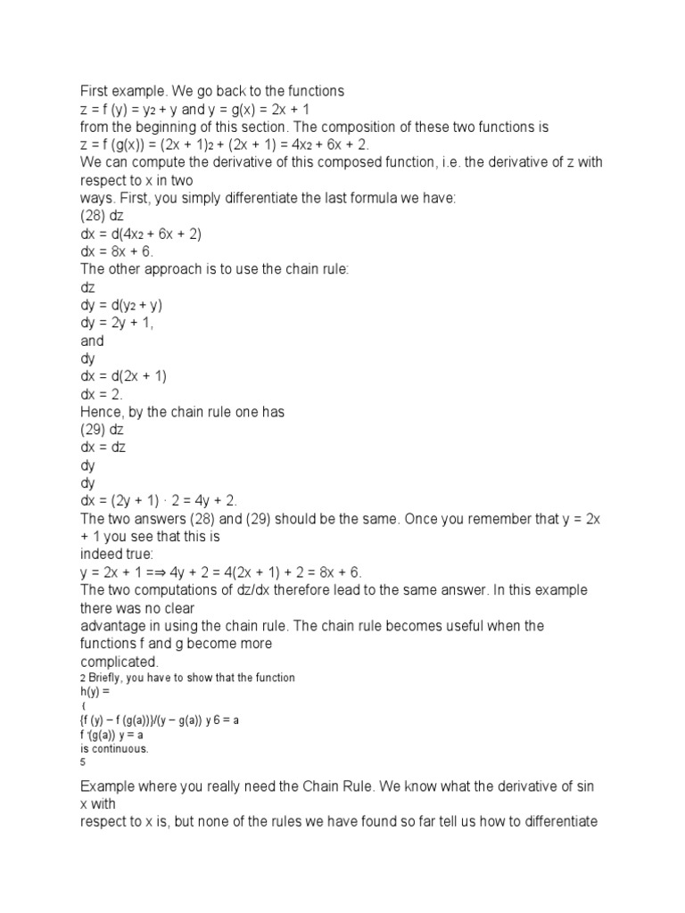 Chain Rule Examples Pdf Functions And Mappings Rates