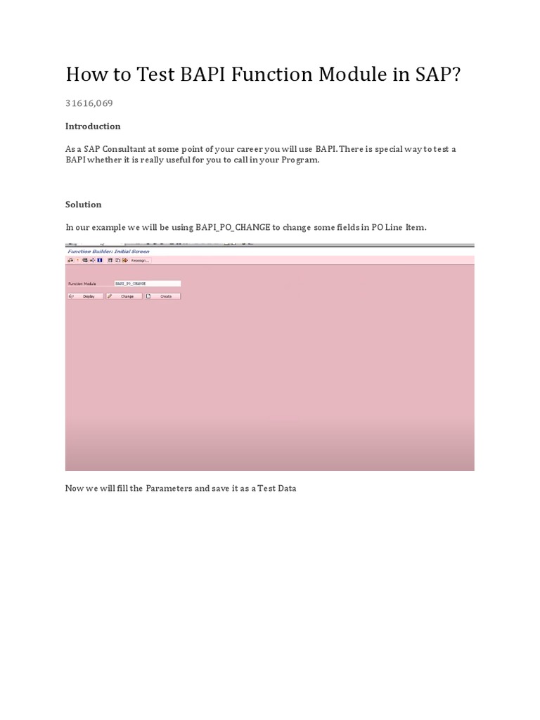 How To Test BAPI Function Module | PDF