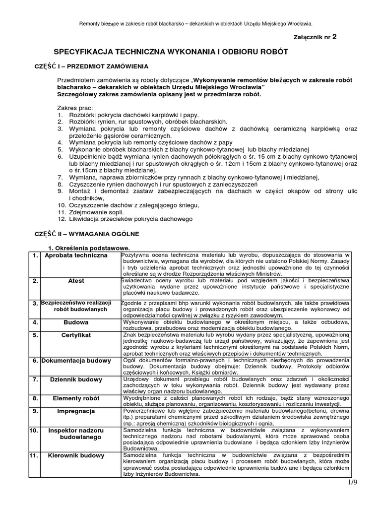 Specyfikacja Techniczna 76 2017 Wou | PDF